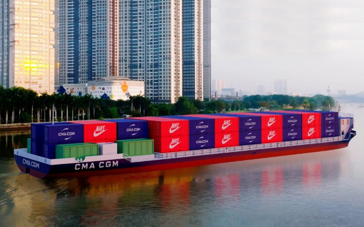 CMA CGM annonce une e-barge 100% décarbonée, en partenariat avec Nike ...