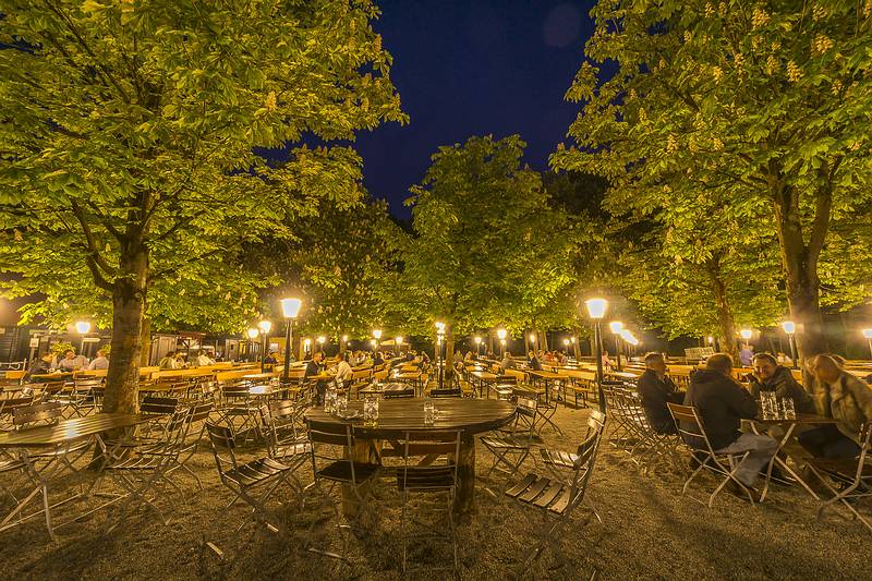 BIERGARTEN, munich, allemagne, jardins de la bière, touriste, tourisme ...